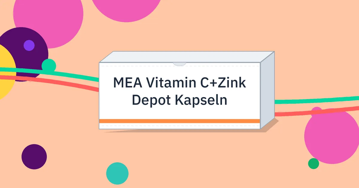 Symbolbild: Packung mit der Aufschrift MEA Vitamin C+Zink Depot Kapseln (PZN 16884449) – Verfügbarkeit und Bezug in Apotheken in Frankfurt am Main