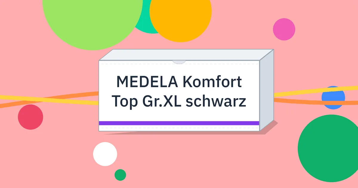 Symbolbild: Packung mit der Aufschrift MEDELA Komfort Top Gr.XL schwarz (PZN 16824275) – Verfügbarkeit und Bezug in Apotheken in Frankfurt am Main