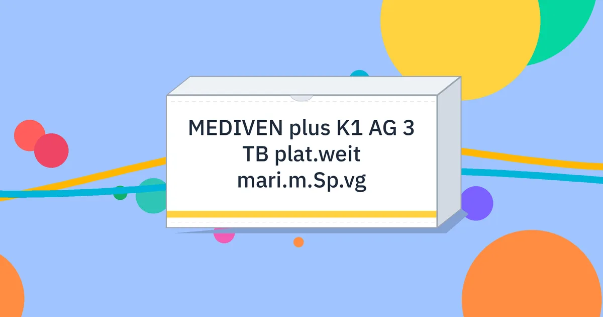 Symbolbild: Packung mit der Aufschrift MEDIVEN plus K1 AG 3 TB plat.weit mari.m.Sp.vg (PZN 15060752) – Verfügbarkeit und Bezug in Apotheken in Frankfurt am Main
