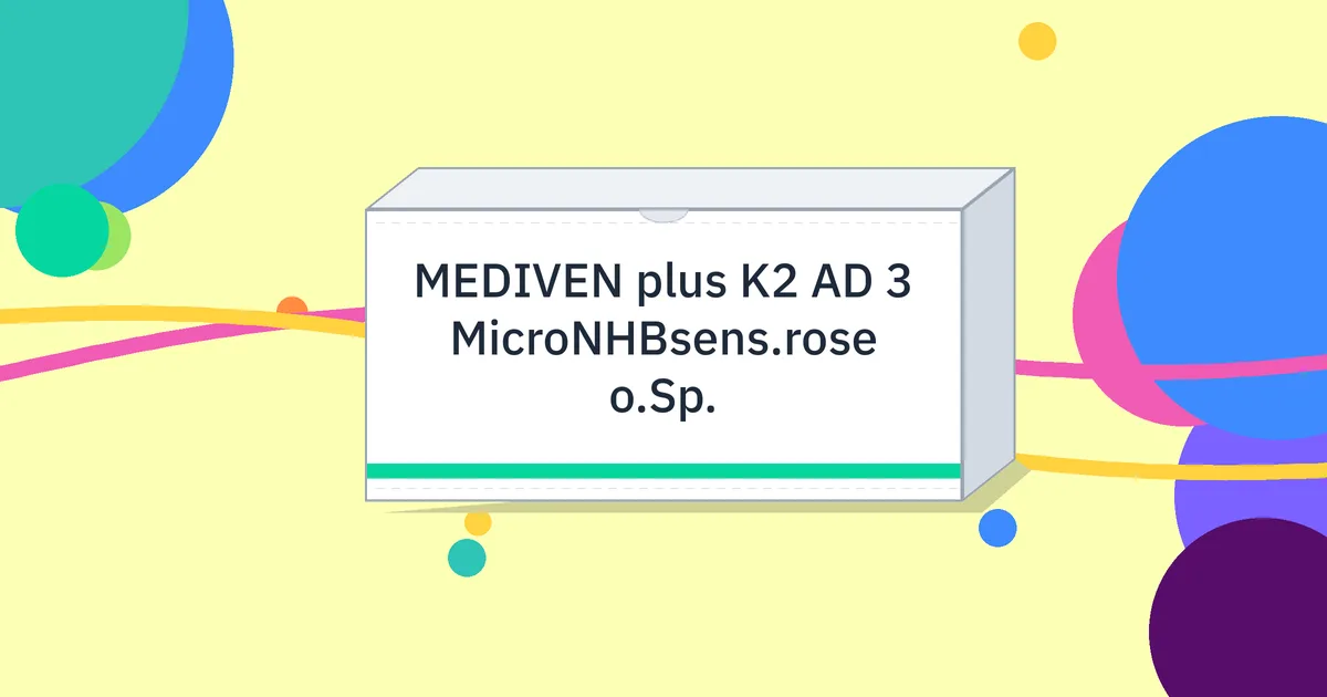 Symbolbild: Packung mit der Aufschrift MEDIVEN plus K2 AD 3 MicroNHBsens.rose o.Sp. (PZN 15932531) – Verfügbarkeit und Bezug in Apotheken in Frankfurt am Main