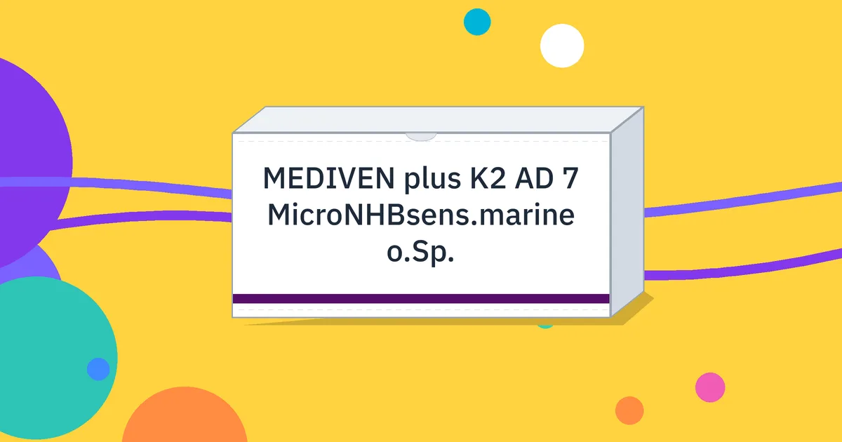 Symbolbild: Packung mit der Aufschrift MEDIVEN plus K2 AD 7 MicroNHBsens.marine o.Sp. (PZN 15933246) – Verfügbarkeit und Bezug in Apotheken in Frankfurt am Main