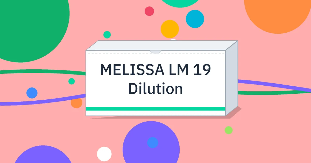Symbolbild: Packung mit der Aufschrift MELISSA LM 19 Dilution (PZN 12947443) – Verfügbarkeit und Bezug in Apotheken in Frankfurt am Main