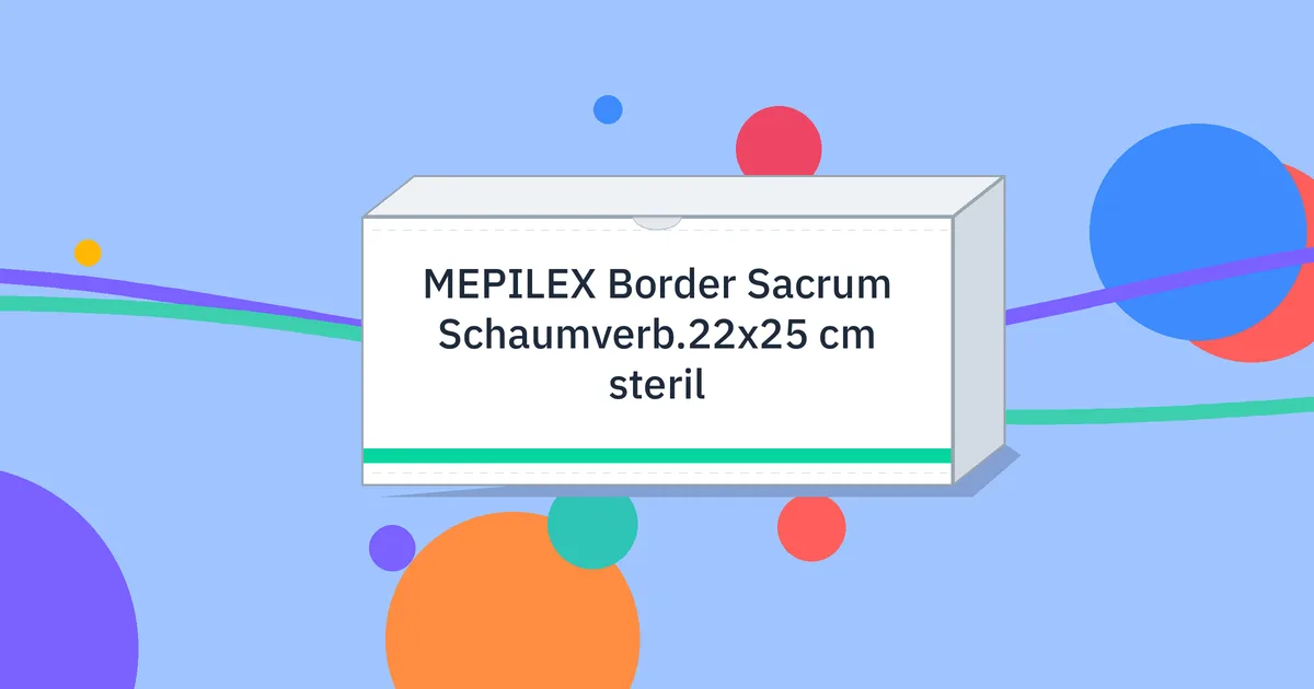 Symbolbild: Packung mit der Aufschrift MEPILEX Border Sacrum Schaumverb.22x25 cm steril (PZN 20398401) – Verfügbarkeit und Bezug in Apotheken in Frankfurt am Main