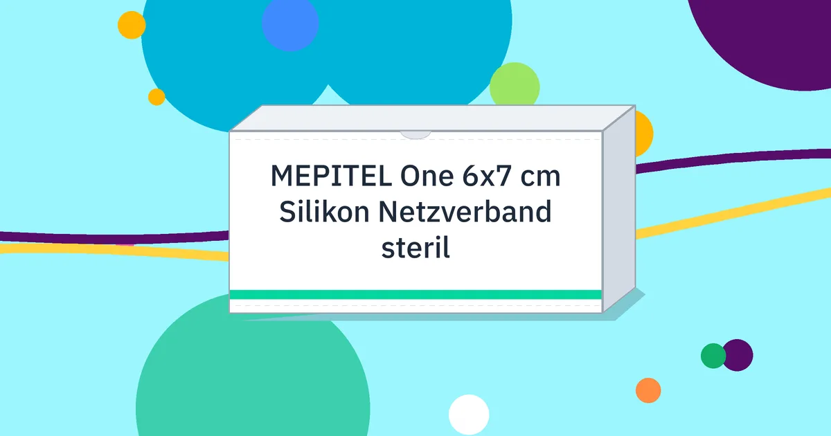 Symbolbild: Packung mit der Aufschrift MEPITEL One 6x7 cm Silikon Netzverband steril (PZN 19078364) – Verfügbarkeit und Bezug in Apotheken in Frankfurt am Main