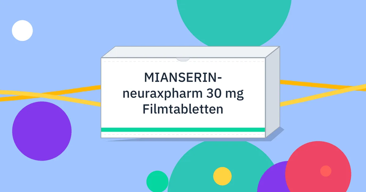 Symbolbild: Packung mit der Aufschrift MIANSERIN-neuraxpharm 30 mg Filmtabletten (PZN 04815609) – Verfügbarkeit und Bezug in Apotheken in Frankfurt am Main
