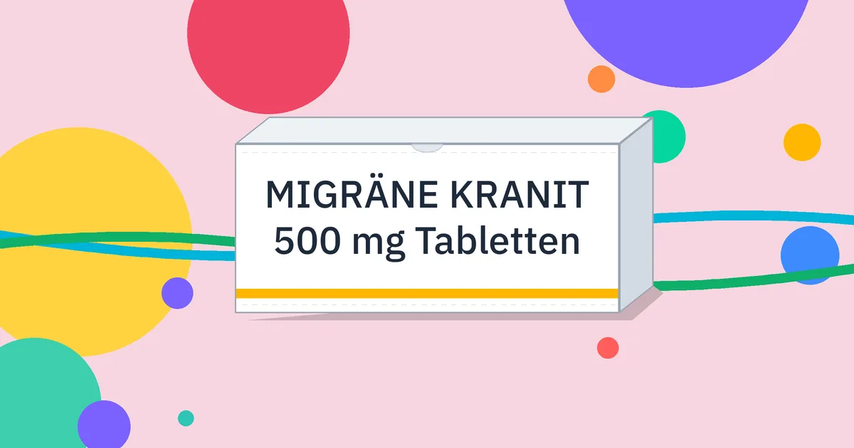 Symbolbild: Packung mit der Aufschrift MIGRÄNE KRANIT 500 mg Tabletten (PZN 03438004) – Verfügbarkeit und Bezug in Apotheken in Frankfurt am Main
