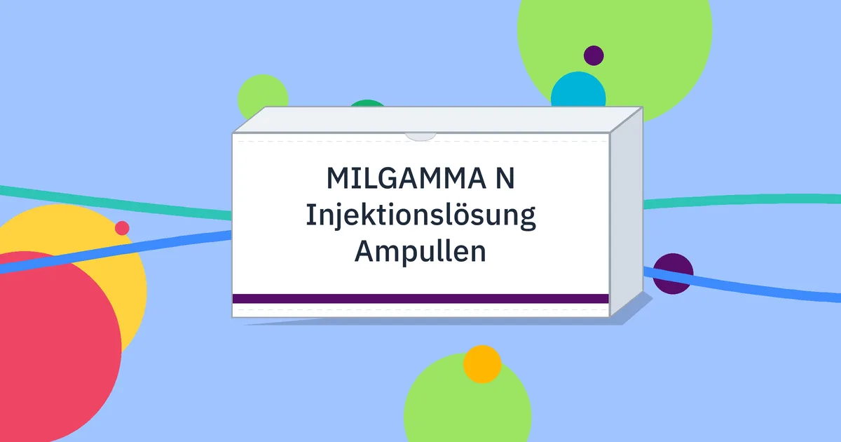 Symbolbild: Packung mit der Aufschrift MILGAMMA N Injektionslösung Ampullen (PZN 04945803) – Verfügbarkeit und Bezug in Apotheken in Frankfurt am Main