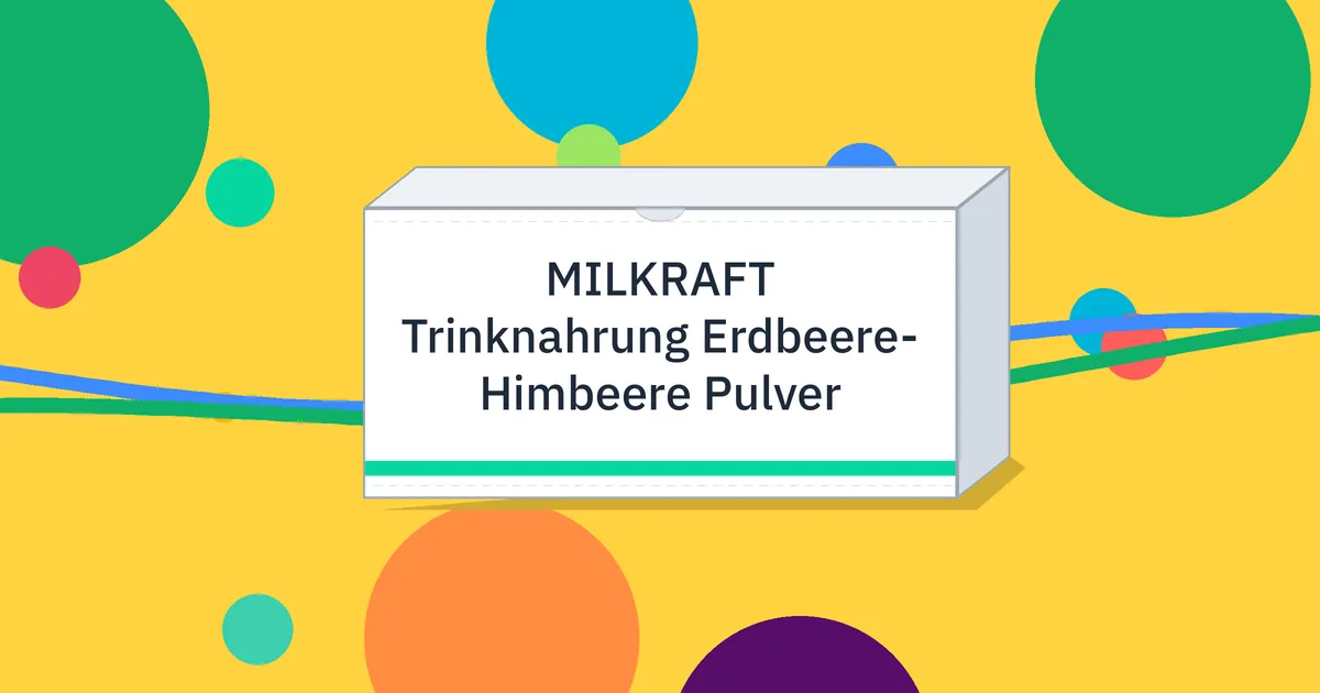 Symbolbild: Packung mit der Aufschrift MILKRAFT Trinknahrung Erdbeere-Himbeere Pulver (PZN 16851906) – Verfügbarkeit und Bezug in Apotheken in Frankfurt am Main