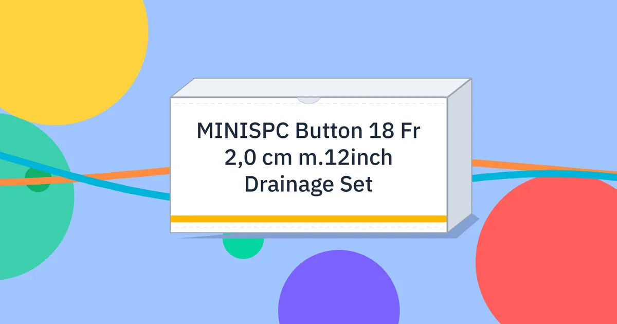 Symbolbild: Packung mit der Aufschrift MINISPC Button 18 Fr 2,0 cm m.12inch Drainage Set (PZN 20821035) – Verfügbarkeit und Bezug in Apotheken in Frankfurt am Main