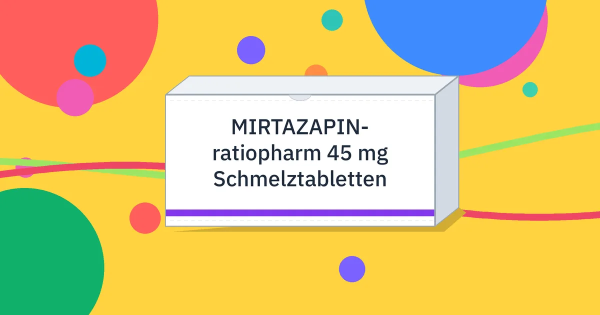 Symbolbild: Packung mit der Aufschrift MIRTAZAPIN-ratiopharm 45 mg Schmelztabletten (PZN 05105376) – Verfügbarkeit und Bezug in Apotheken in Frankfurt am Main