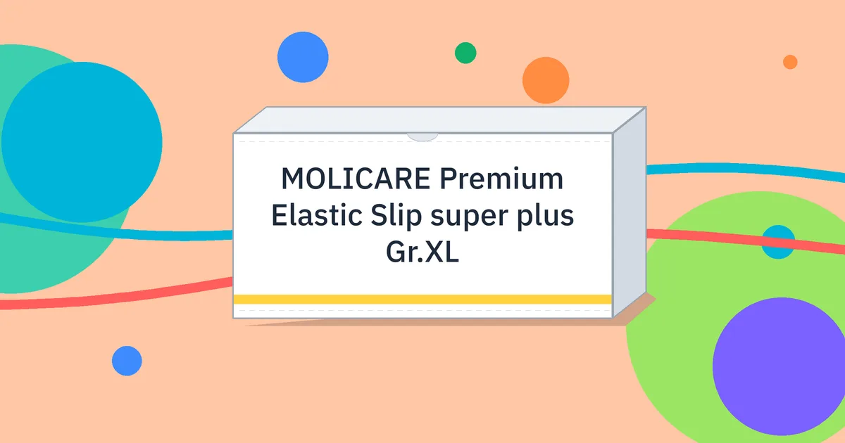 Symbolbild: Packung mit der Aufschrift MOLICARE Premium Elastic Slip super plus Gr.XL (PZN 15533021) – Verfügbarkeit und Bezug in Apotheken in Frankfurt am Main