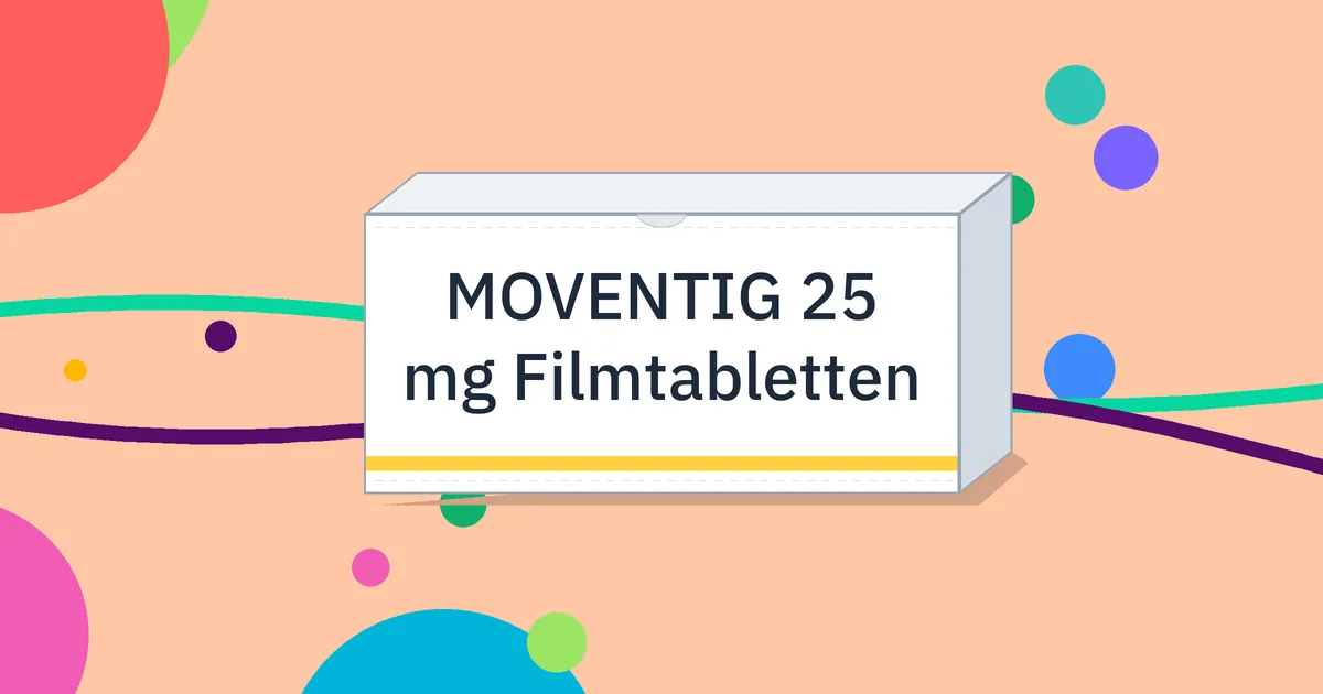 Symbolbild: Packung mit der Aufschrift MOVENTIG 25 mg Filmtabletten (PZN 12454717) – Verfügbarkeit und Bezug in Apotheken in Frankfurt am Main
