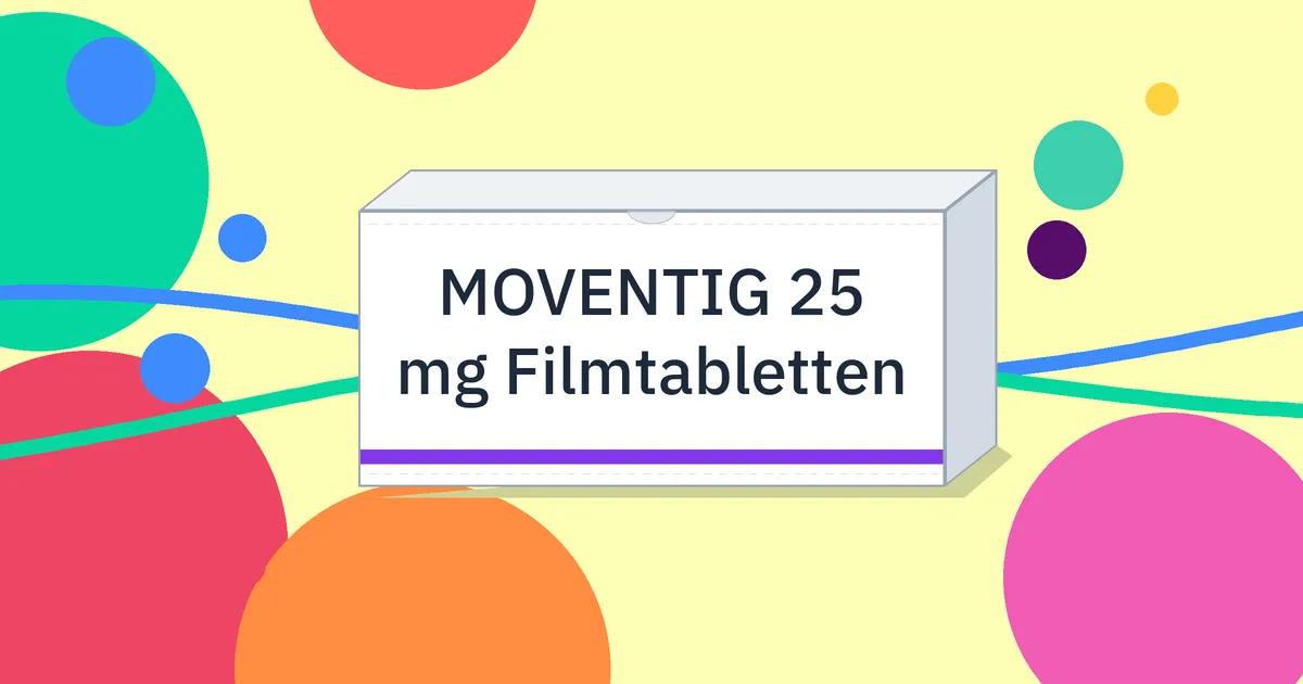 Symbolbild: Packung mit der Aufschrift MOVENTIG 25 mg Filmtabletten (PZN 16085292) – Verfügbarkeit und Bezug in Apotheken in Frankfurt am Main