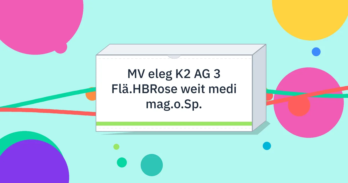 Symbolbild: Packung mit der Aufschrift MV eleg K2 AG 3 Flä.HBRose weit medi mag.o.Sp. (PZN 15720094) – Verfügbarkeit und Bezug in Apotheken in Frankfurt am Main