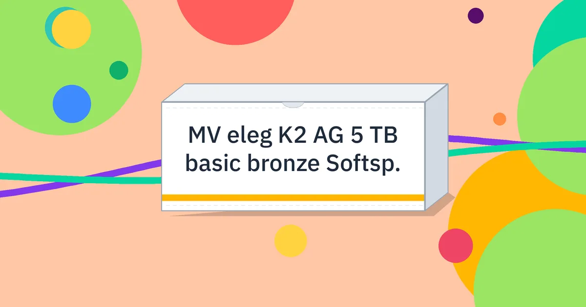 Symbolbild: Packung mit der Aufschrift MV eleg K2 AG 5 TB basic bronze Softsp. (PZN 14720235) – Verfügbarkeit und Bezug in Apotheken in Frankfurt am Main