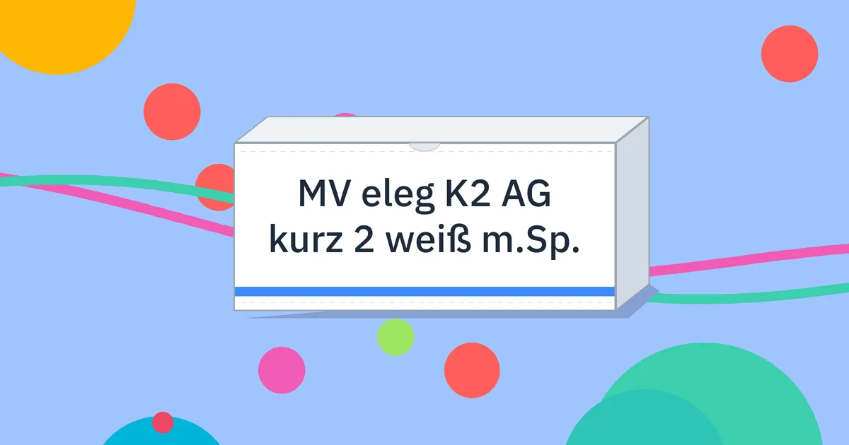 Symbolbild: Packung mit der Aufschrift MV eleg K2 AG kurz 2 weiß m.Sp. (PZN 00318512) – Verfügbarkeit und Bezug in Apotheken in Frankfurt am Main