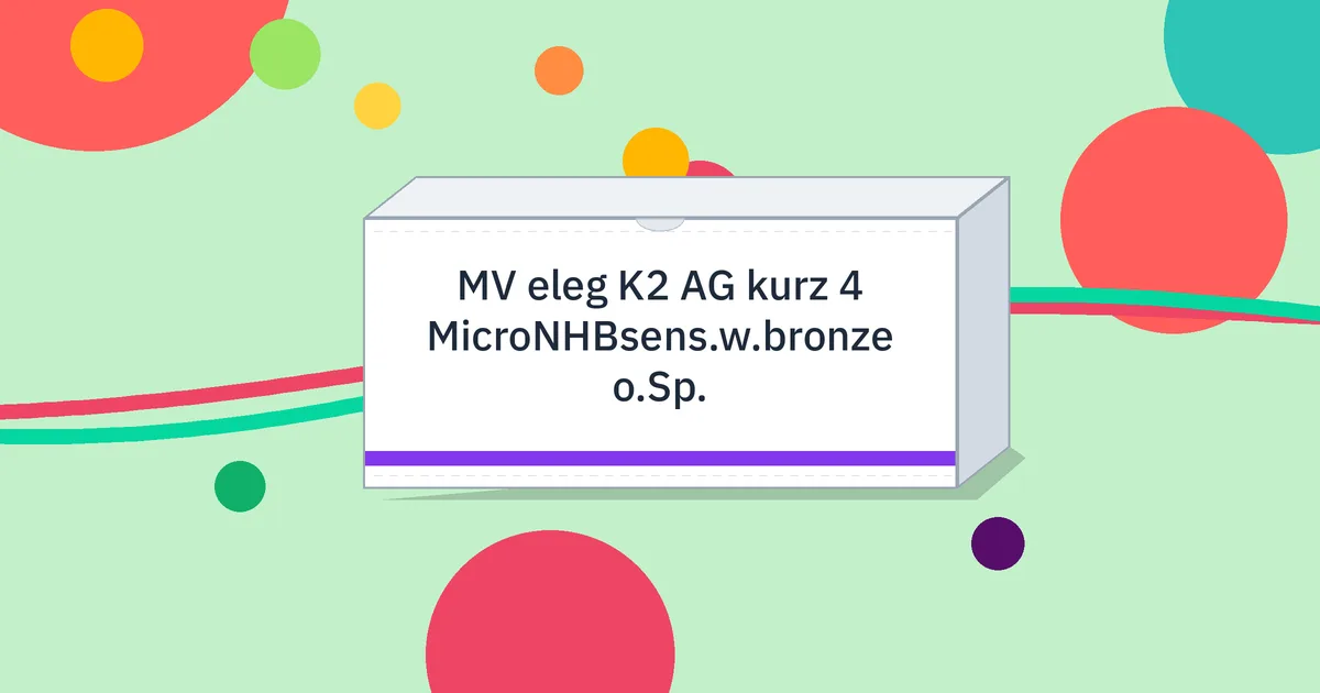 Symbolbild: Packung mit der Aufschrift MV eleg K2 AG kurz 4 MicroNHBsens.w.bronze o.Sp. (PZN 15711310) – Verfügbarkeit und Bezug in Apotheken in Frankfurt am Main