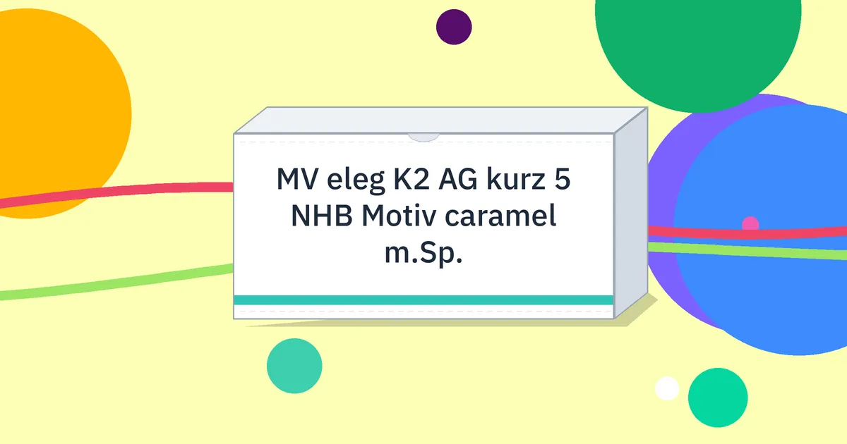 Symbolbild: Packung mit der Aufschrift MV eleg K2 AG kurz 5 NHB Motiv caramel m.Sp. (PZN 15708673) – Verfügbarkeit und Bezug in Apotheken in Frankfurt am Main