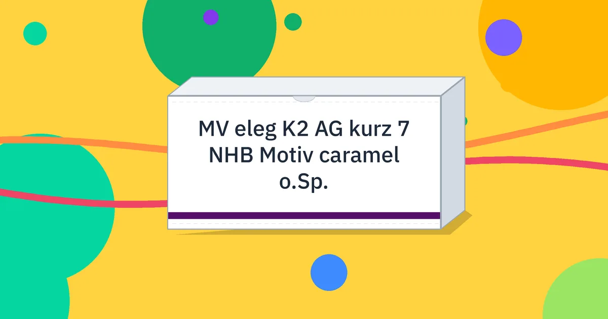 Symbolbild: Packung mit der Aufschrift MV eleg K2 AG kurz 7 NHB Motiv caramel o.Sp. (PZN 15708621) – Verfügbarkeit und Bezug in Apotheken in Frankfurt am Main