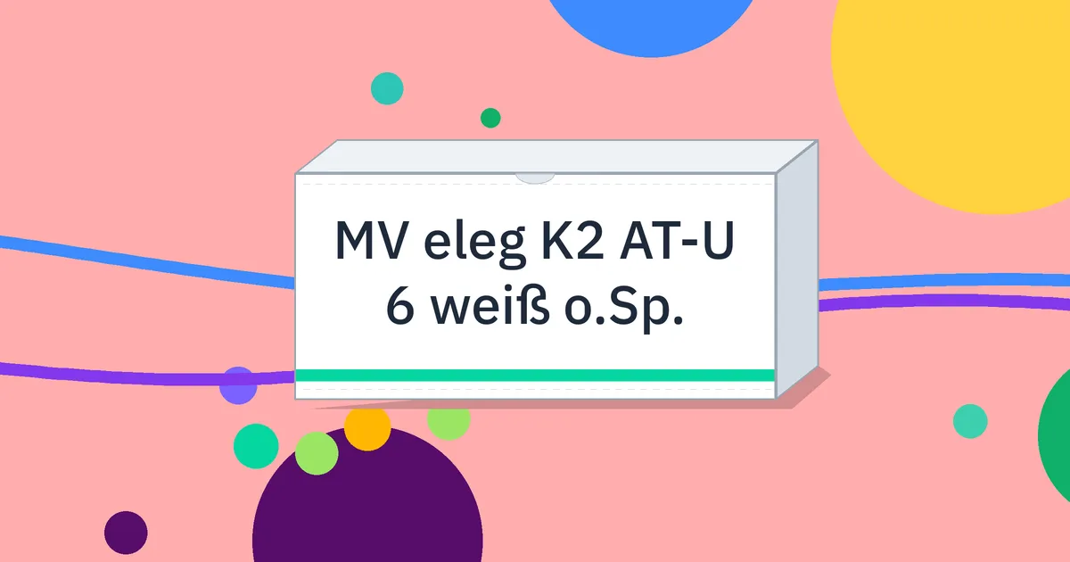 Symbolbild: Packung mit der Aufschrift MV eleg K2 AT-U 6 weiß o.Sp. (PZN 00314388) – Verfügbarkeit und Bezug in Apotheken in Frankfurt am Main