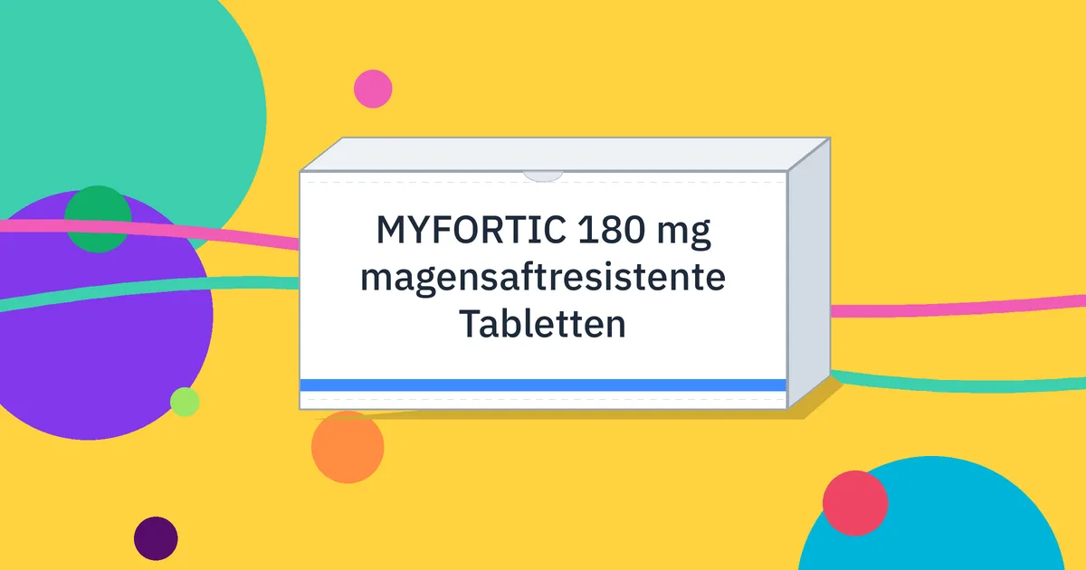 Symbolbild: Packung mit der Aufschrift MYFORTIC 180 mg magensaftresistente Tabletten (PZN 00361086) – Verfügbarkeit und Bezug in Apotheken in Frankfurt am Main