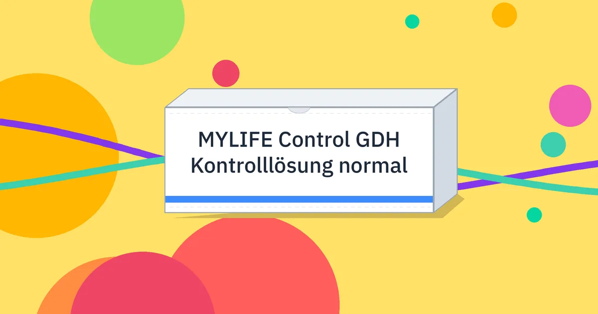 Symbolbild: Packung mit der Aufschrift MYLIFE Control GDH Kontrolllösung normal (PZN 09884928) – Verfügbarkeit und Bezug in Apotheken in Frankfurt am Main