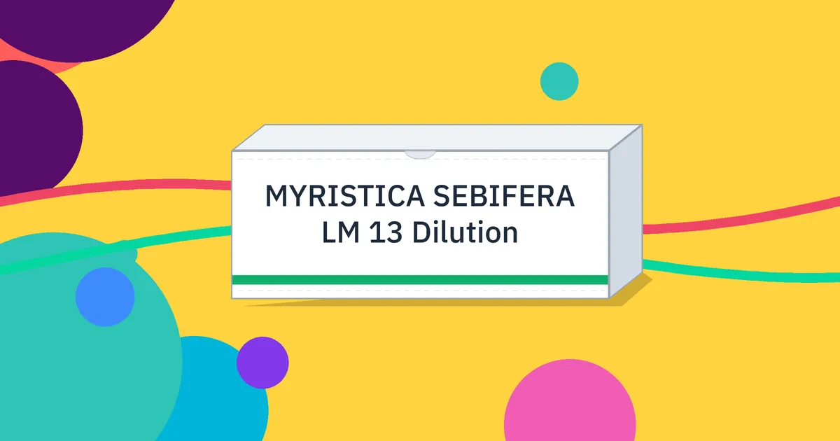 Symbolbild: Packung mit der Aufschrift MYRISTICA SEBIFERA LM 13 Dilution (PZN 13612584) – Verfügbarkeit und Bezug in Apotheken in Frankfurt am Main