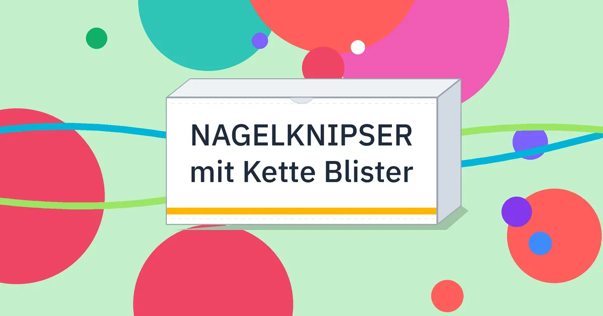 Symbolbild: Packung mit der Aufschrift NAGELKNIPSER mit Kette Blister (PZN 02177174) – Verfügbarkeit und Bezug in Apotheken in Frankfurt am Main
