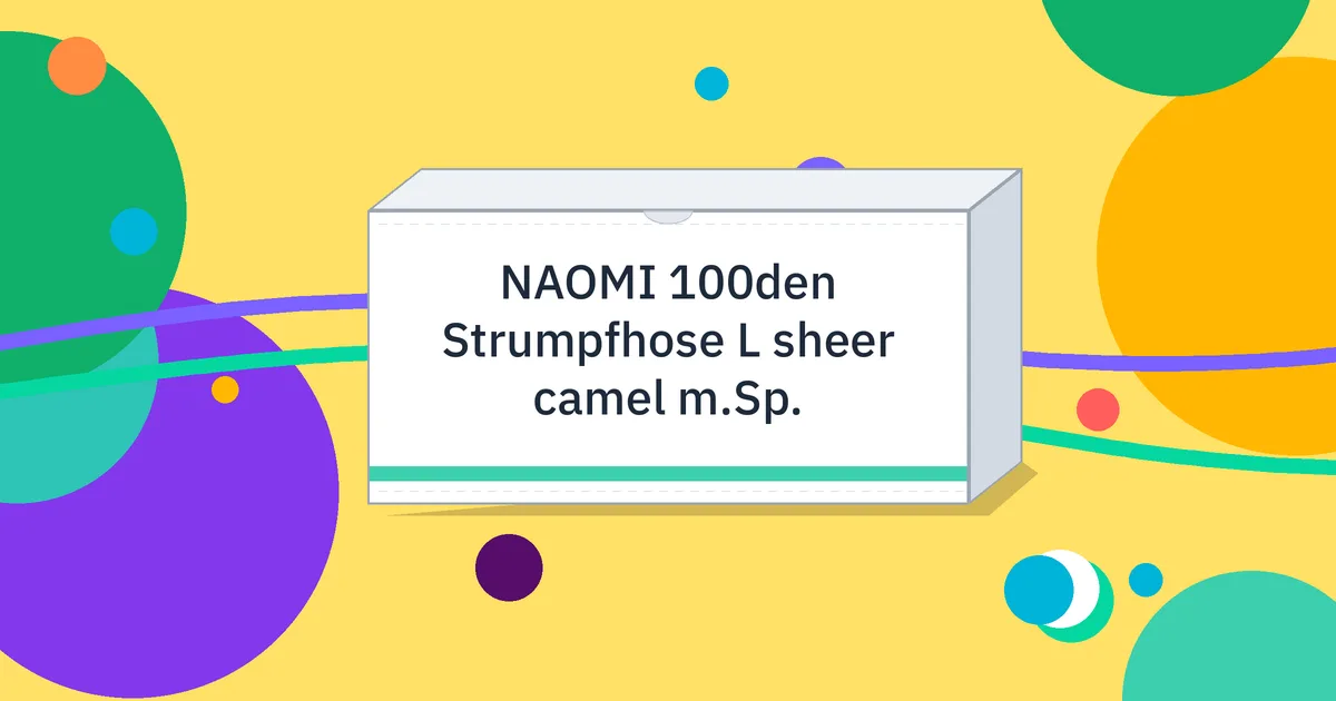 Symbolbild: Packung mit der Aufschrift NAOMI 100den Strumpfhose L sheer camel m.Sp. (PZN 16177485) – Verfügbarkeit und Bezug in Apotheken in Frankfurt am Main