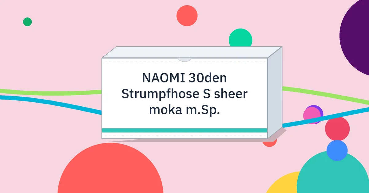 Symbolbild: Packung mit der Aufschrift NAOMI 30den Strumpfhose S sheer moka m.Sp. (PZN 16178680) – Verfügbarkeit und Bezug in Apotheken in Frankfurt am Main