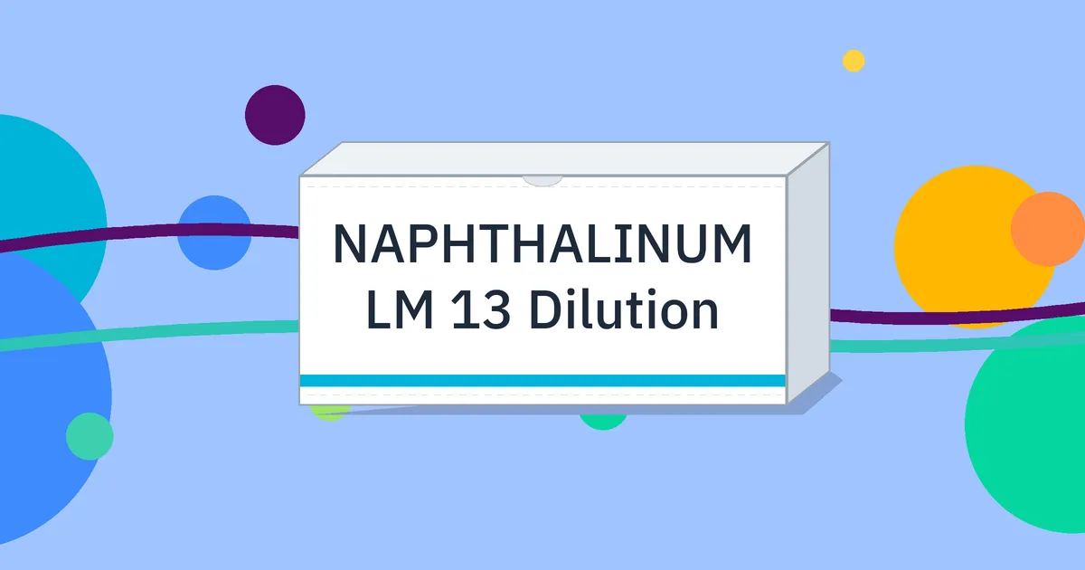 Symbolbild: Packung mit der Aufschrift NAPHTHALINUM LM 13 Dilution (PZN 12958470) – Verfügbarkeit und Bezug in Apotheken in Frankfurt am Main