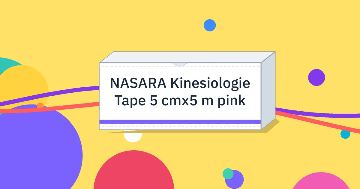 Symbolbild: Packung mit der Aufschrift NASARA Kinesiologie Tape 5 cmx5 m pink (PZN 09288764) – Verfügbarkeit und Bezug in Apotheken in Frankfurt am Main