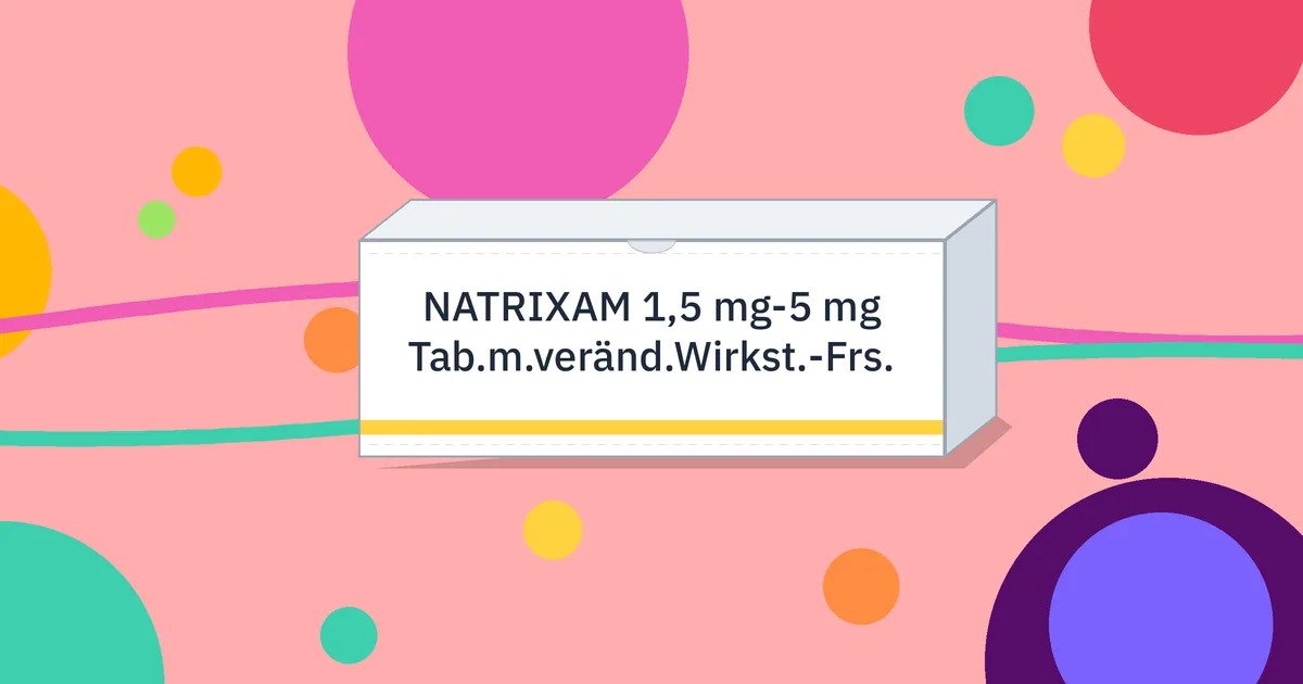 Symbolbild: Packung mit der Aufschrift NATRIXAM 1,5 mg-5 mg Tab.m.veränd.Wirkst.-Frs. (PZN 19134766) – Verfügbarkeit und Bezug in Apotheken in Frankfurt am Main