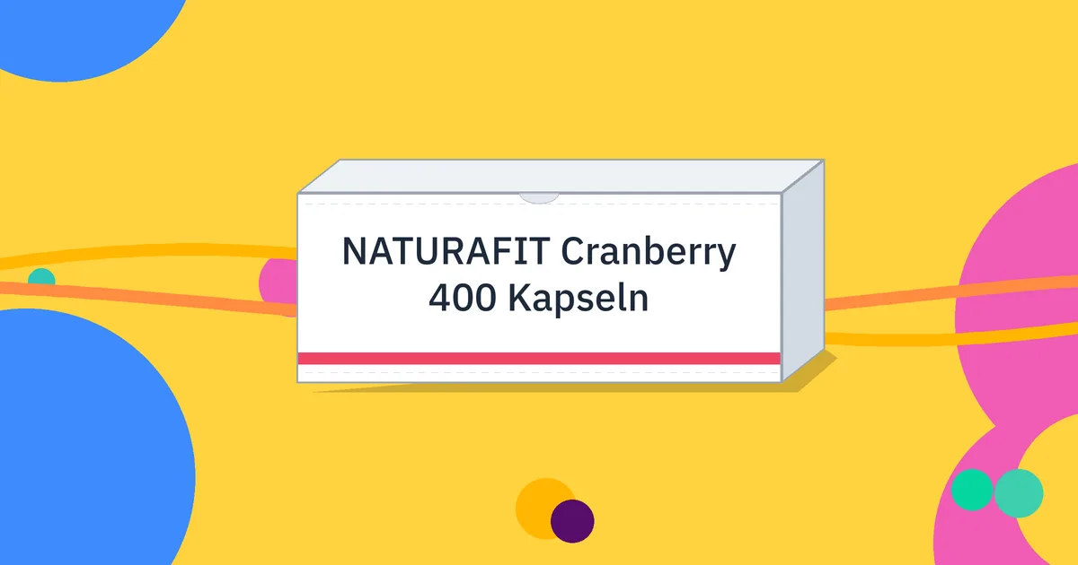 Symbolbild: Packung mit der Aufschrift NATURAFIT Cranberry 400 Kapseln (PZN 08800585) – Verfügbarkeit und Bezug in Apotheken in Frankfurt am Main