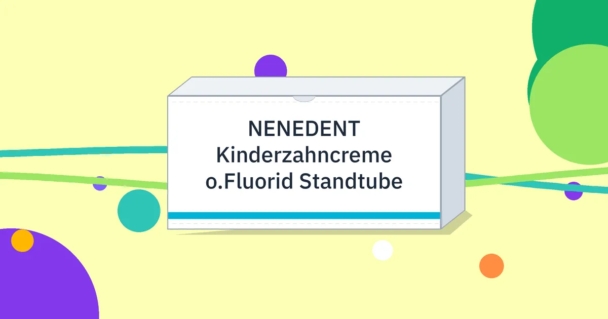 Symbolbild: Packung mit der Aufschrift NENEDENT Kinderzahncreme o.Fluorid Standtube (PZN 08771777) – Verfügbarkeit und Bezug in Apotheken in Frankfurt am Main