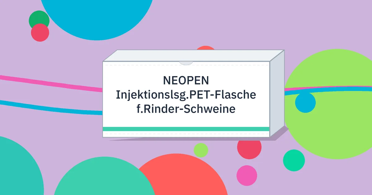 Symbolbild: Packung mit der Aufschrift NEOPEN Injektionslsg.PET-Flasche f.Rinder-Schweine (PZN 04784406) – Verfügbarkeit und Bezug in Apotheken in Frankfurt am Main