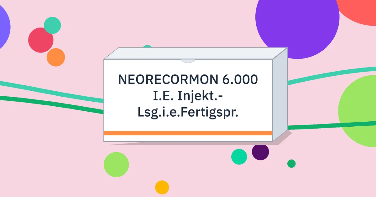 Symbolbild: Packung mit der Aufschrift NEORECORMON 6.000 I.E. Injekt.-Lsg.i.e.Fertigspr. (PZN 18097744) – Verfügbarkeit und Bezug in Apotheken in Frankfurt am Main