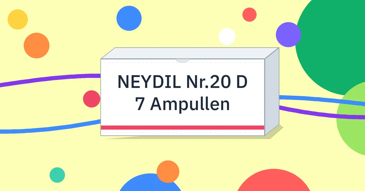 Symbolbild: Packung mit der Aufschrift NEYDIL Nr.20 D 7 Ampullen (PZN 06486593) – Verfügbarkeit und Bezug in Apotheken in Frankfurt am Main