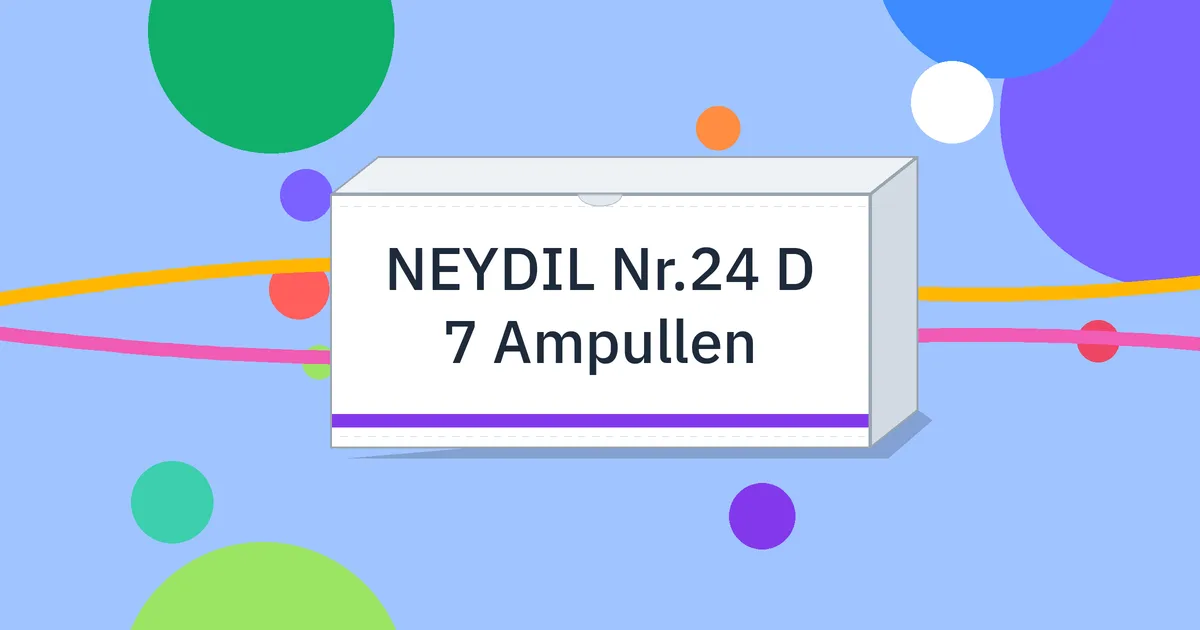 Symbolbild: Packung mit der Aufschrift NEYDIL Nr.24 D 7 Ampullen (PZN 06486630) – Verfügbarkeit und Bezug in Apotheken in Frankfurt am Main