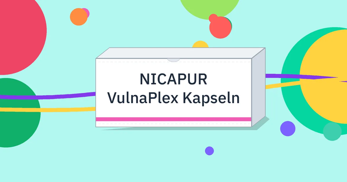 Symbolbild: Packung mit der Aufschrift NICAPUR VulnaPlex Kapseln (PZN 14359271) – Verfügbarkeit und Bezug in Apotheken in Frankfurt am Main