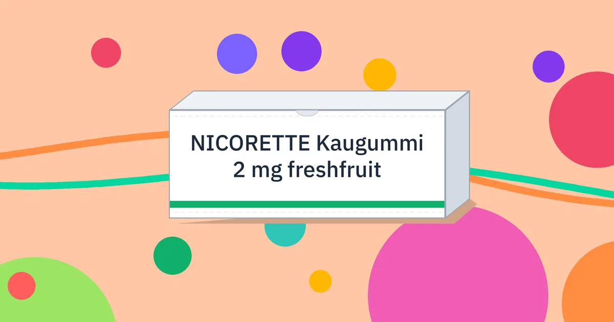 Symbolbild: Packung mit der Aufschrift NICORETTE Kaugummi 2 mg freshfruit (PZN 18312740) – Verfügbarkeit und Bezug in Apotheken in Frankfurt am Main