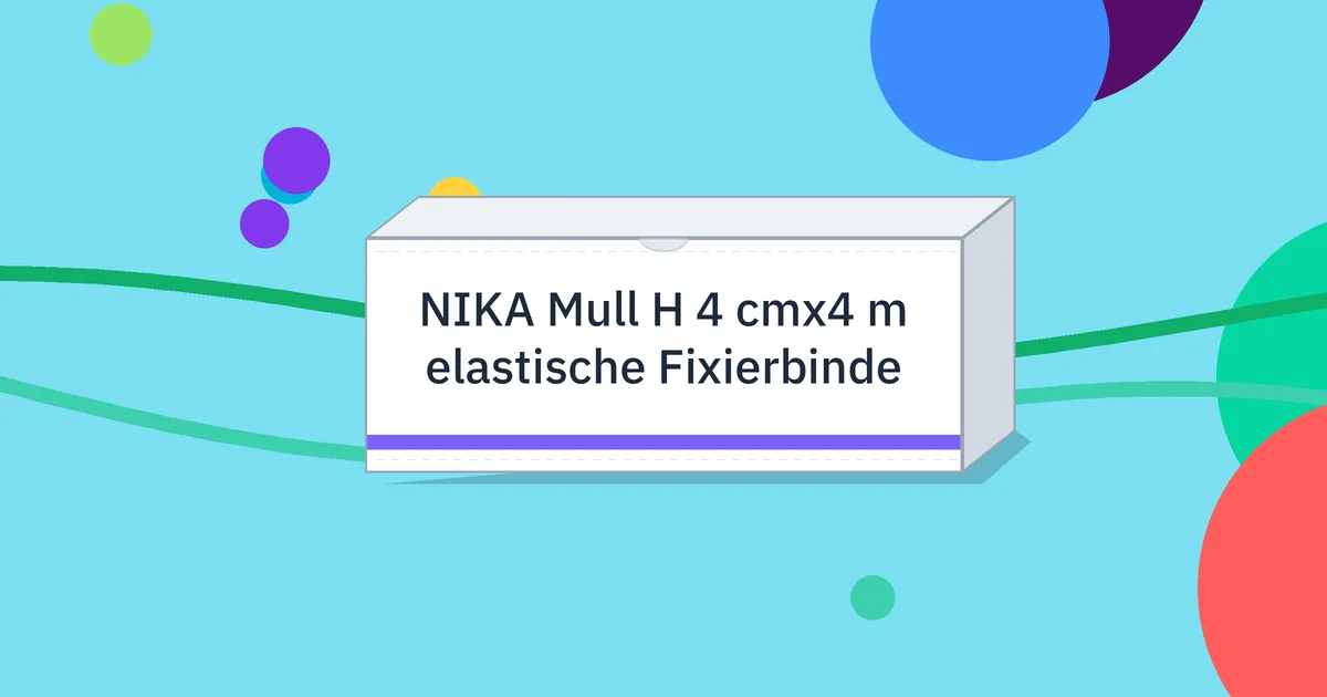 Symbolbild: Packung mit der Aufschrift NIKA Mull H 4 cmx4 m elastische Fixierbinde (PZN 18171966) – Verfügbarkeit und Bezug in Apotheken in Frankfurt am Main