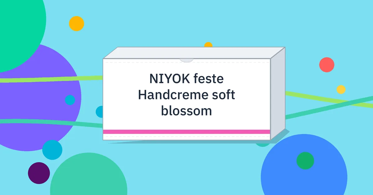 Symbolbild: Packung mit der Aufschrift NIYOK feste Handcreme soft blossom (PZN 18836710) – Verfügbarkeit und Bezug in Apotheken in Frankfurt am Main