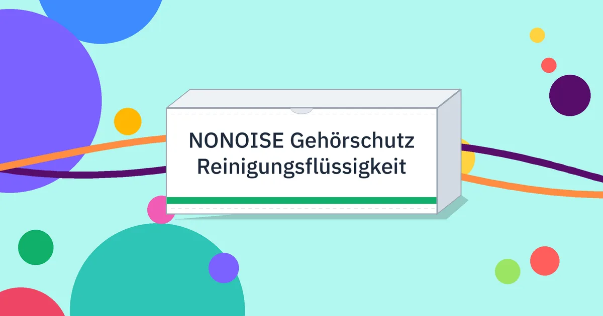 Symbolbild: Packung mit der Aufschrift NONOISE Gehörschutz Reinigungsflüssigkeit (PZN 11645303) – Verfügbarkeit und Bezug in Apotheken in Frankfurt am Main