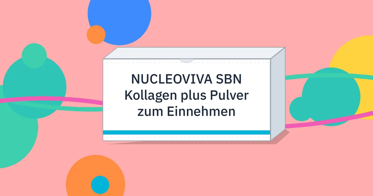 Symbolbild: Packung mit der Aufschrift NUCLEOVIVA SBN Kollagen plus Pulver zum Einnehmen (PZN 20056787) – Verfügbarkeit und Bezug in Apotheken in Frankfurt am Main