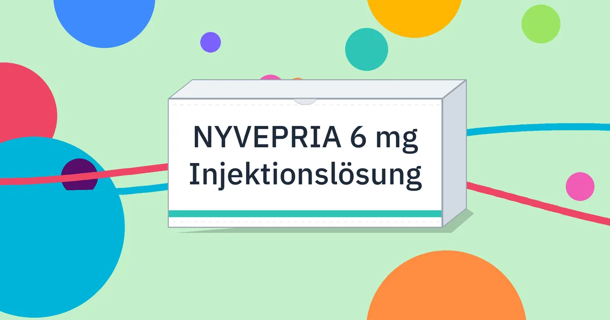 Symbolbild: Packung mit der Aufschrift NYVEPRIA 6 mg Injektionslösung (PZN 18304829) – Verfügbarkeit und Bezug in Apotheken in Frankfurt am Main