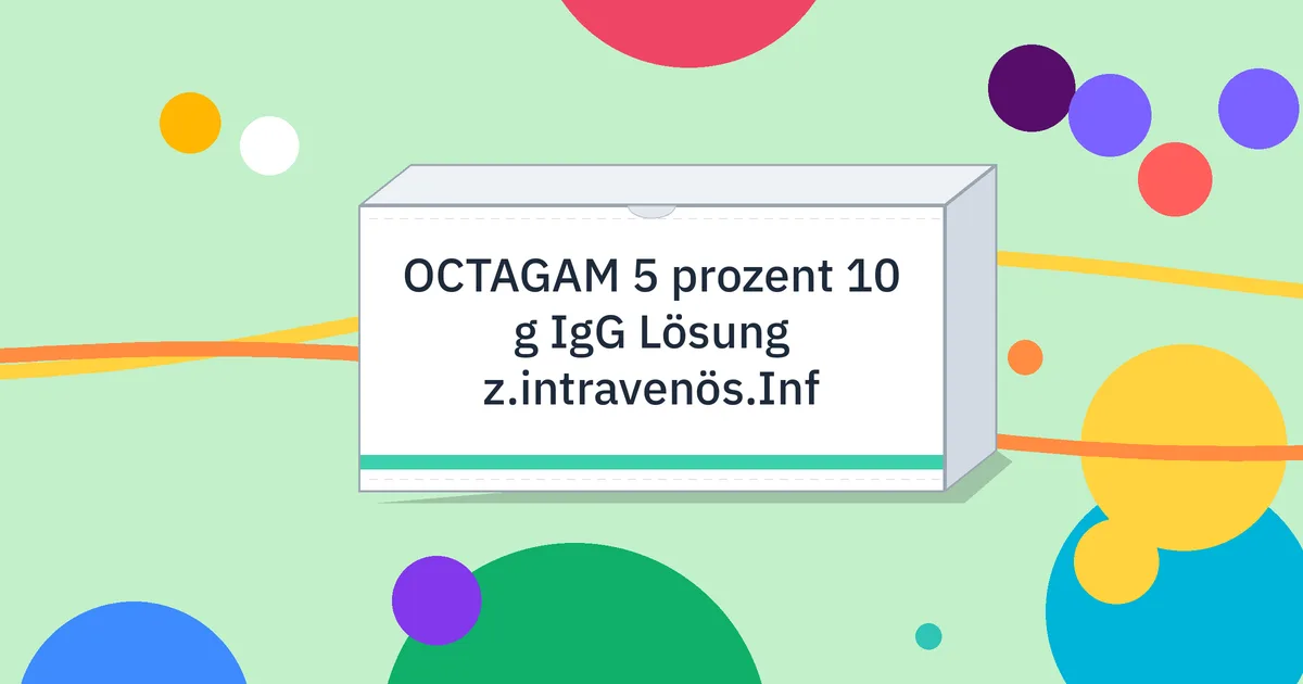Symbolbild: Packung mit der Aufschrift OCTAGAM 5 prozent 10 g IgG Lösung z.intravenös.Inf (PZN 05373958) – Verfügbarkeit und Bezug in Apotheken in Frankfurt am Main