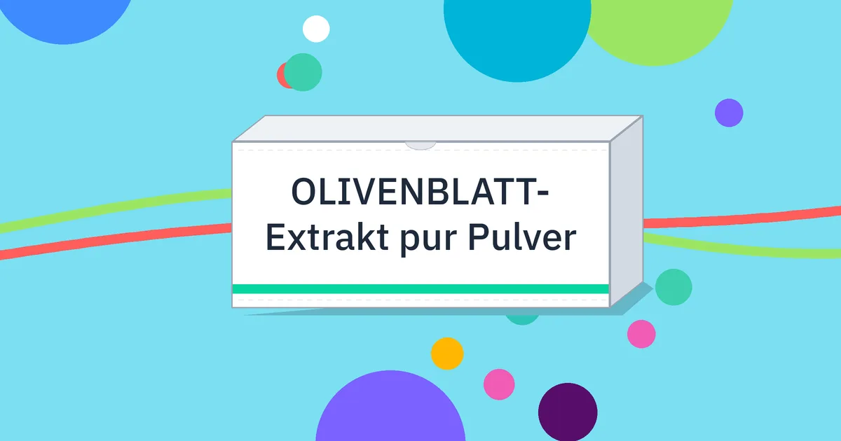 Symbolbild: Packung mit der Aufschrift OLIVENBLATT-Extrakt pur Pulver (PZN 04205294) – Verfügbarkeit und Bezug in Apotheken in Frankfurt am Main