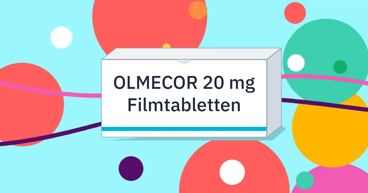 Symbolbild: Packung mit der Aufschrift OLMECOR 20 mg Filmtabletten (PZN 12648060) – Verfügbarkeit und Bezug in Apotheken in Frankfurt am Main