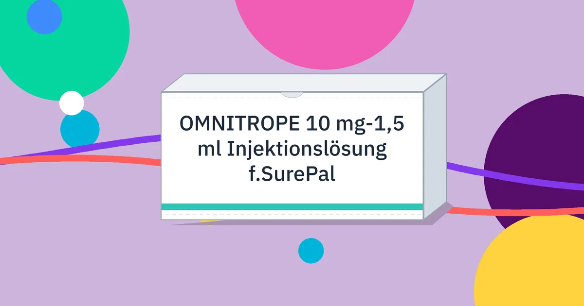 Symbolbild: Packung mit der Aufschrift OMNITROPE 10 mg-1,5 ml Injektionslösung f.SurePal (PZN 17277823) – Verfügbarkeit und Bezug in Apotheken in Frankfurt am Main